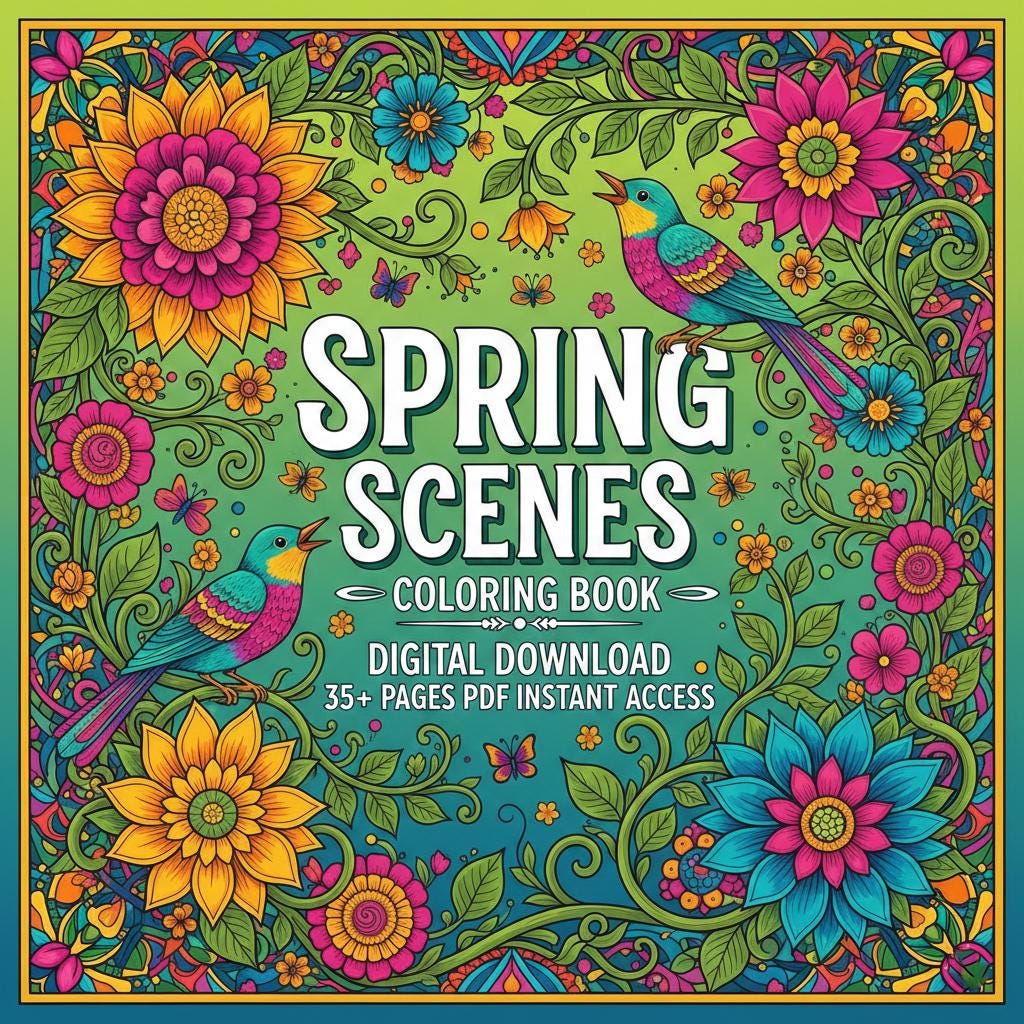 Spring Coloring Pages for Adults | 36 Intricate Botanical & Woodland ...