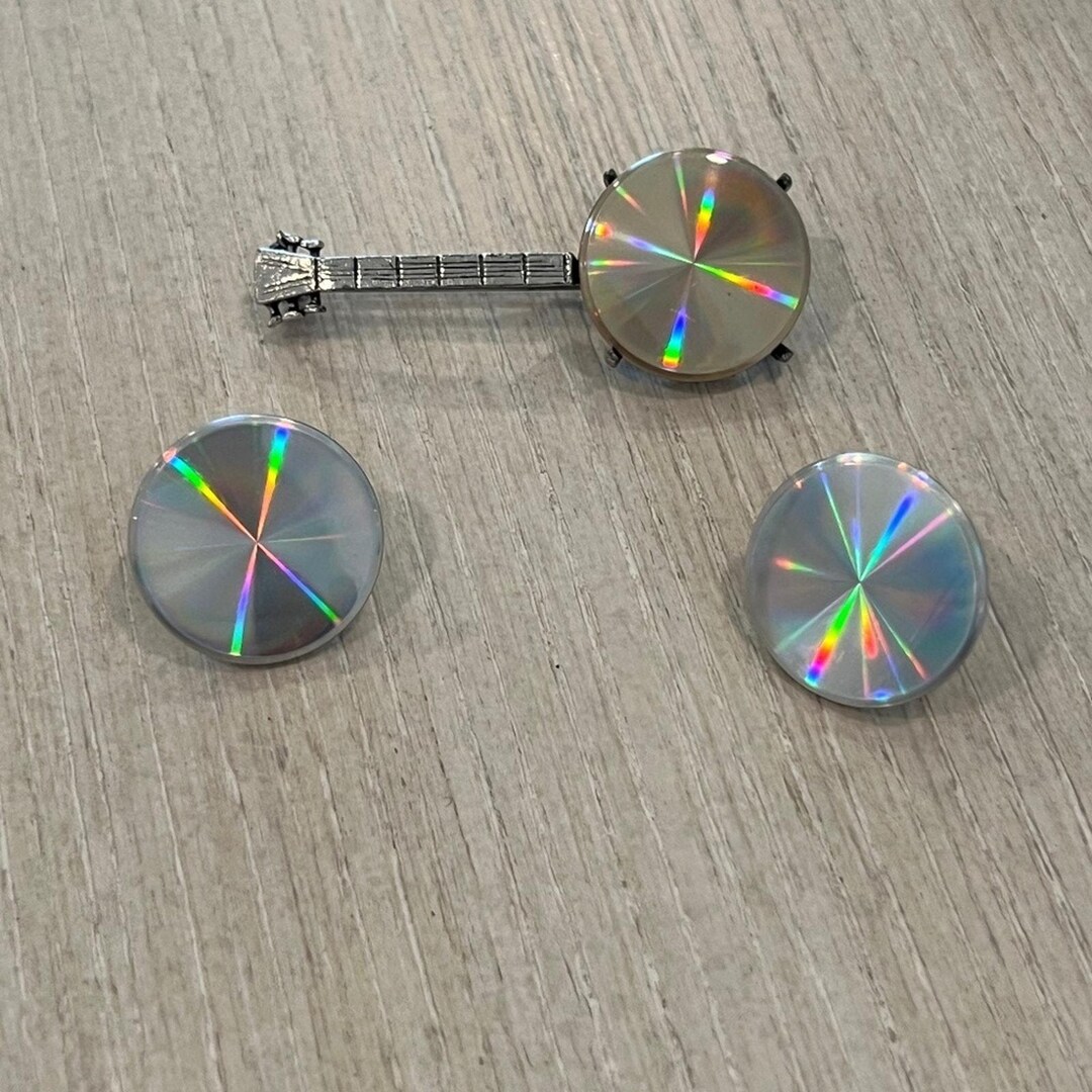 Vintage 1960s Holographic Banjo Pin and Earrings - Etsy