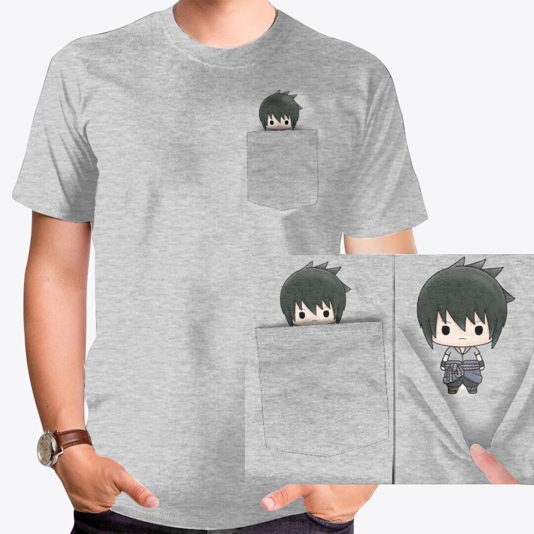 Naruto Sasuke T-shirt, Anime Apparel, Japan, Manga, Pocket Shirt, Anime ...