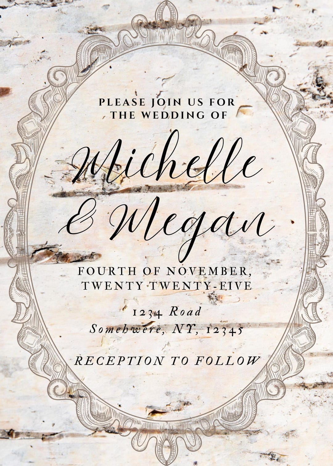 Custom Birch Tree Wedding Invitation & RSVP Card - Etsy