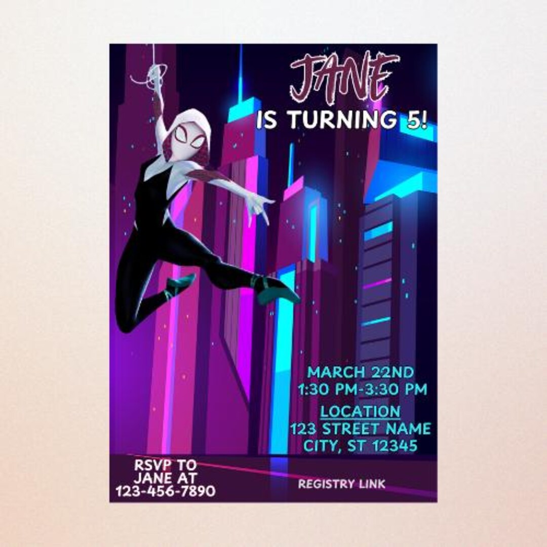 Ghost Spider Birthday Invitation: Teal Party Card (digital, Editable ...