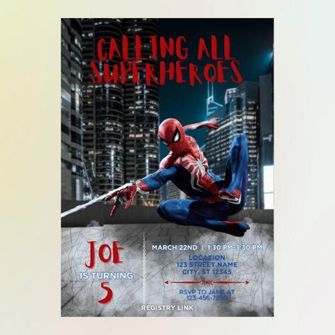 Spiderman Birthday Party Invitation: Editable Party Template (digital ...