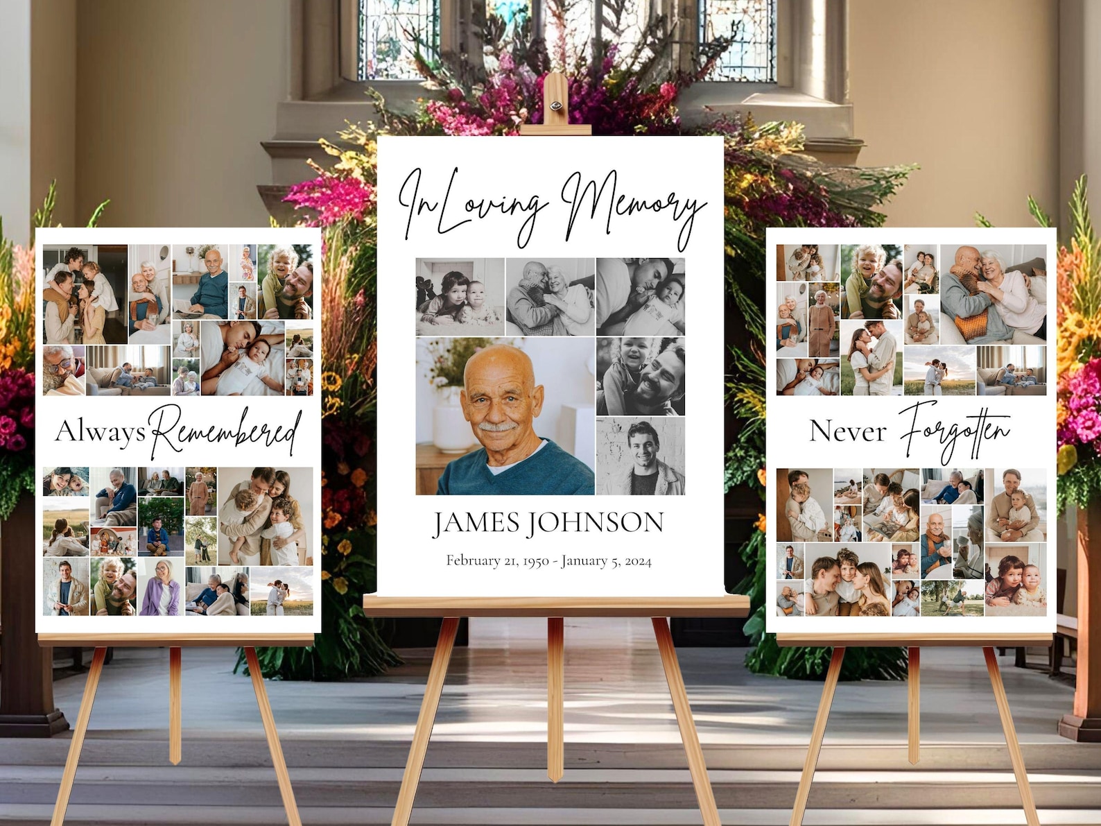 In Loving Memory Sign Funeralsigns, Set of 3 Funeral Photo Collage ...