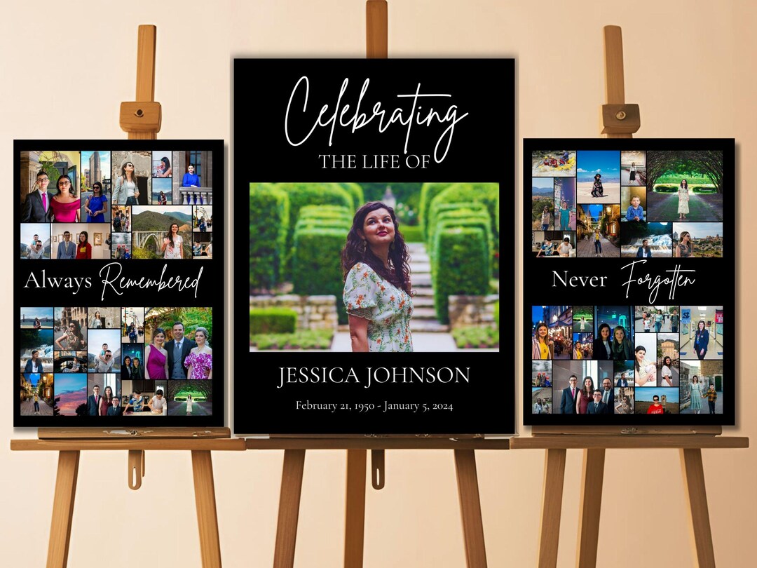 Set of 3 Funeral Photo Collage Bundle, Memory Boards Celebration of ...
