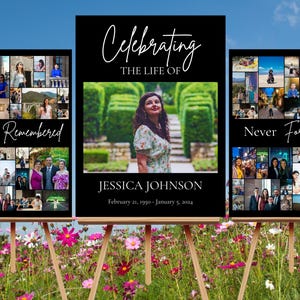 Set of 3 Funeral Photo Collage Bundle, Memory Boards Celebration of ...