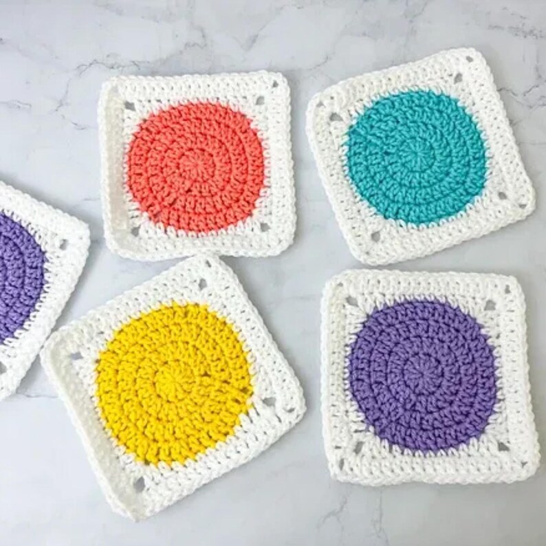 Circle Granny Square Crochet Pattern: Easy Colorful Blanket Squares ...