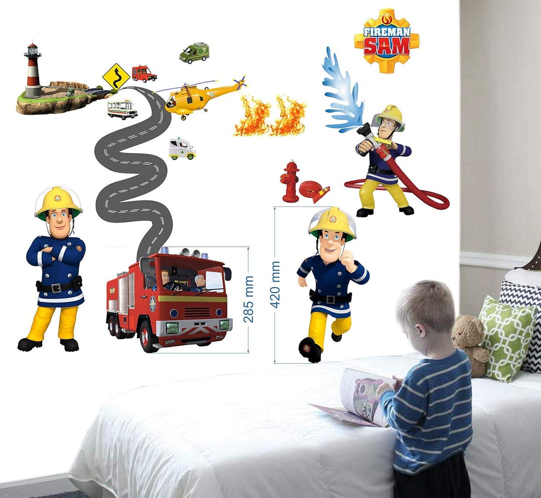 Fireman Sam Wall Decals: Children's Room Decor (70x35cm, 2 Sheets) - Etsy