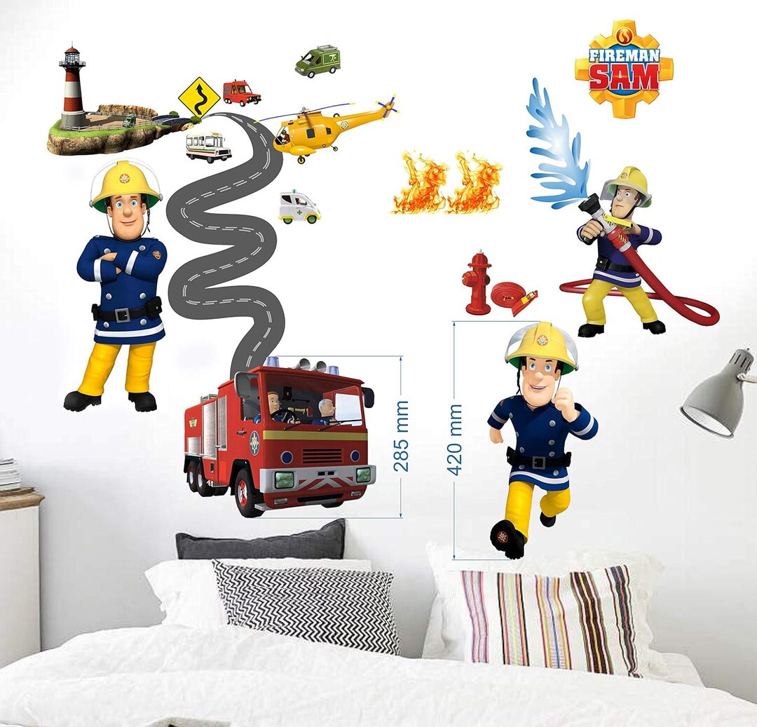 Fireman Sam Wall Stickers for Children's Room, Fireman Sam Wall Tattoo ...