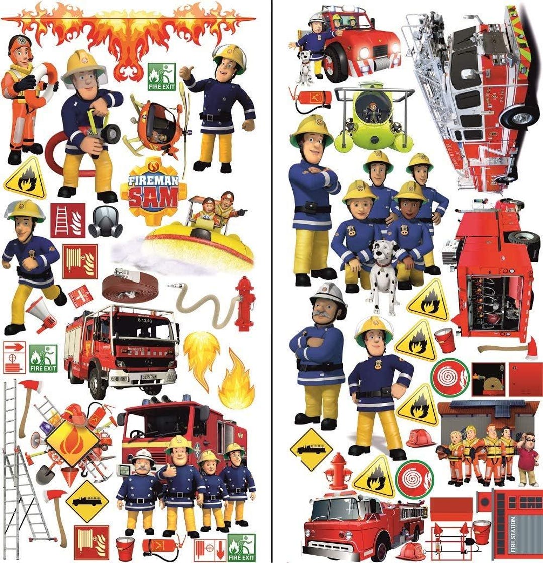 Fireman Sam Wall Decals: 2 Sheets, 700x350mm Vinyl Stickers - Etsy