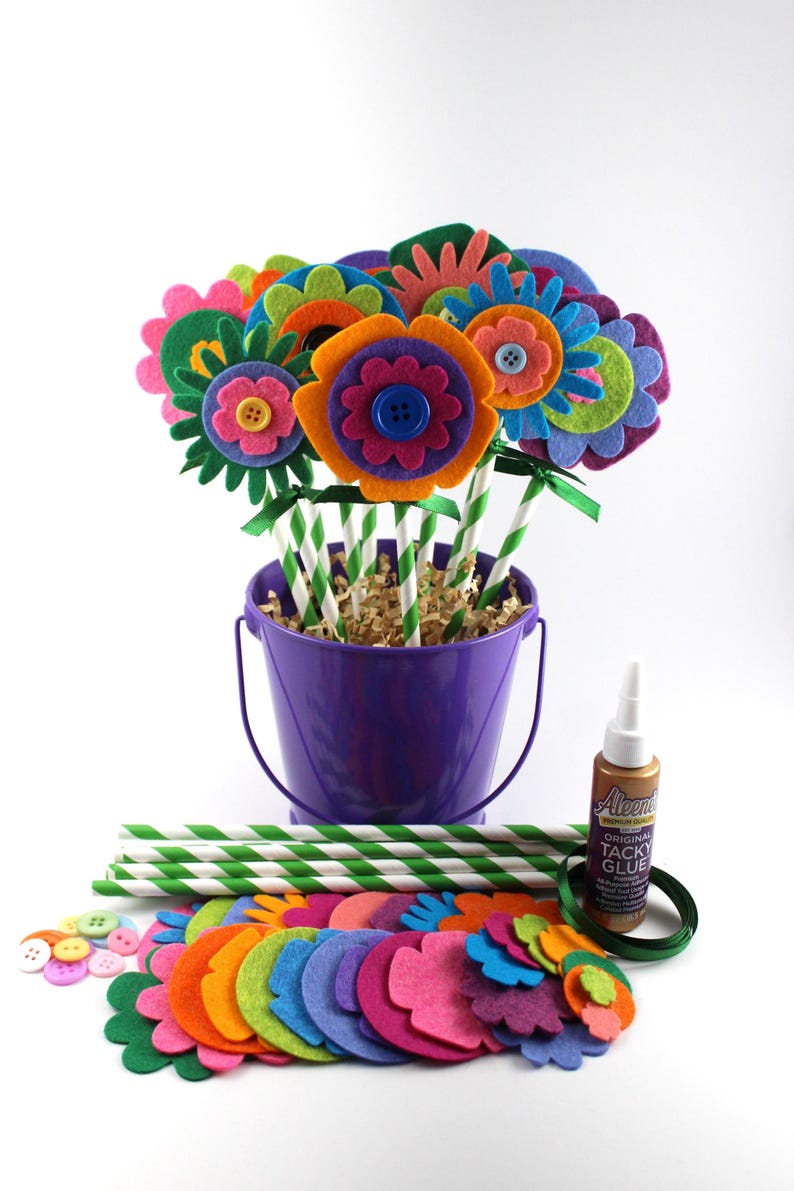 Felt Flower Bouquet DIY Kids Craft Kit - Etsy
