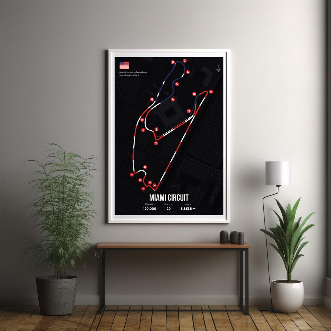 Miami Grand Prix Circuit Map Print | Miami F1 Circuit Poster ...
