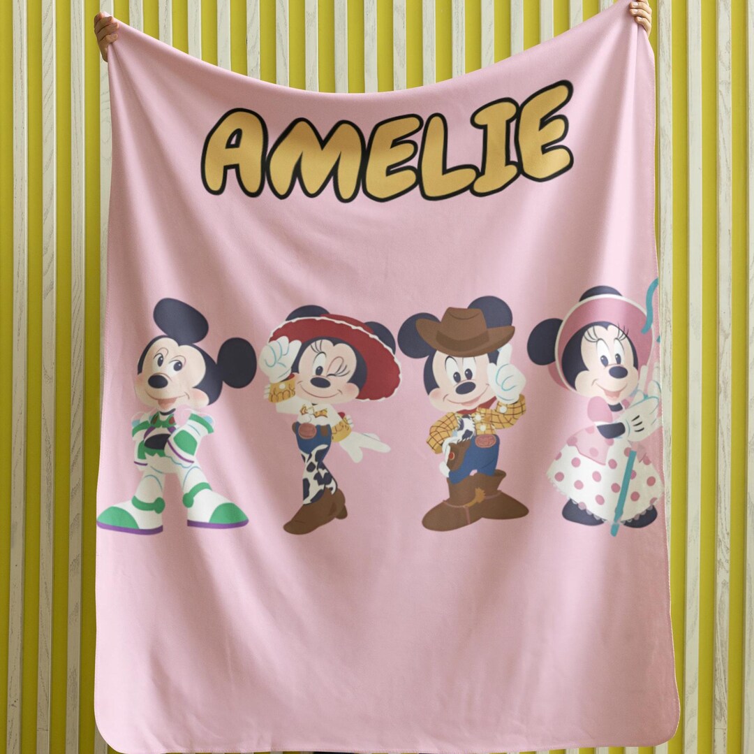 Personalized Mickey & Minnie Toy Story Blanket, Mickey Mouse Velveteen ...
