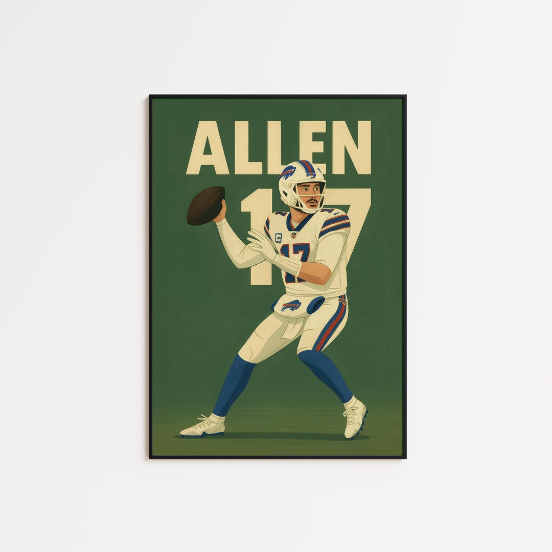 Josh Allen Throwing Poster – Buffalo Bills NFL Quarterback Wall Art ...