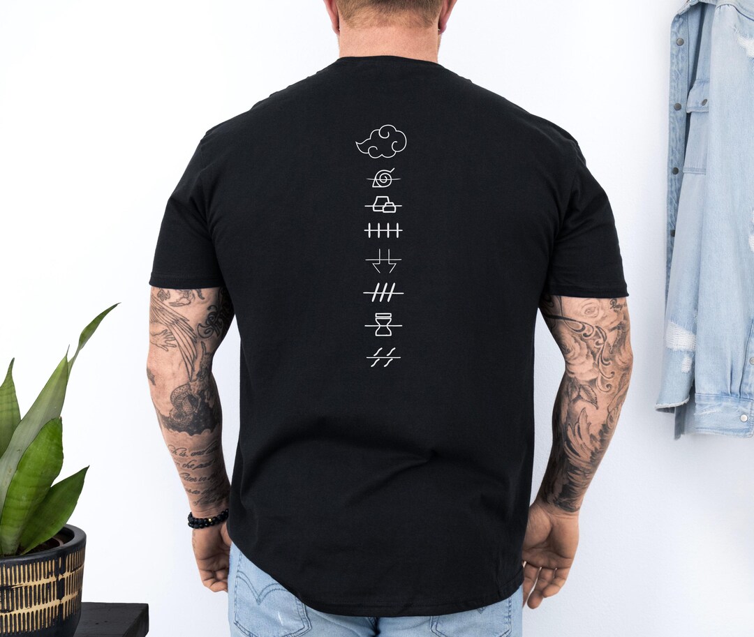 Akatsuki Village Logos Shirt | Crossed-out Shinobi Symbols Back Print ...