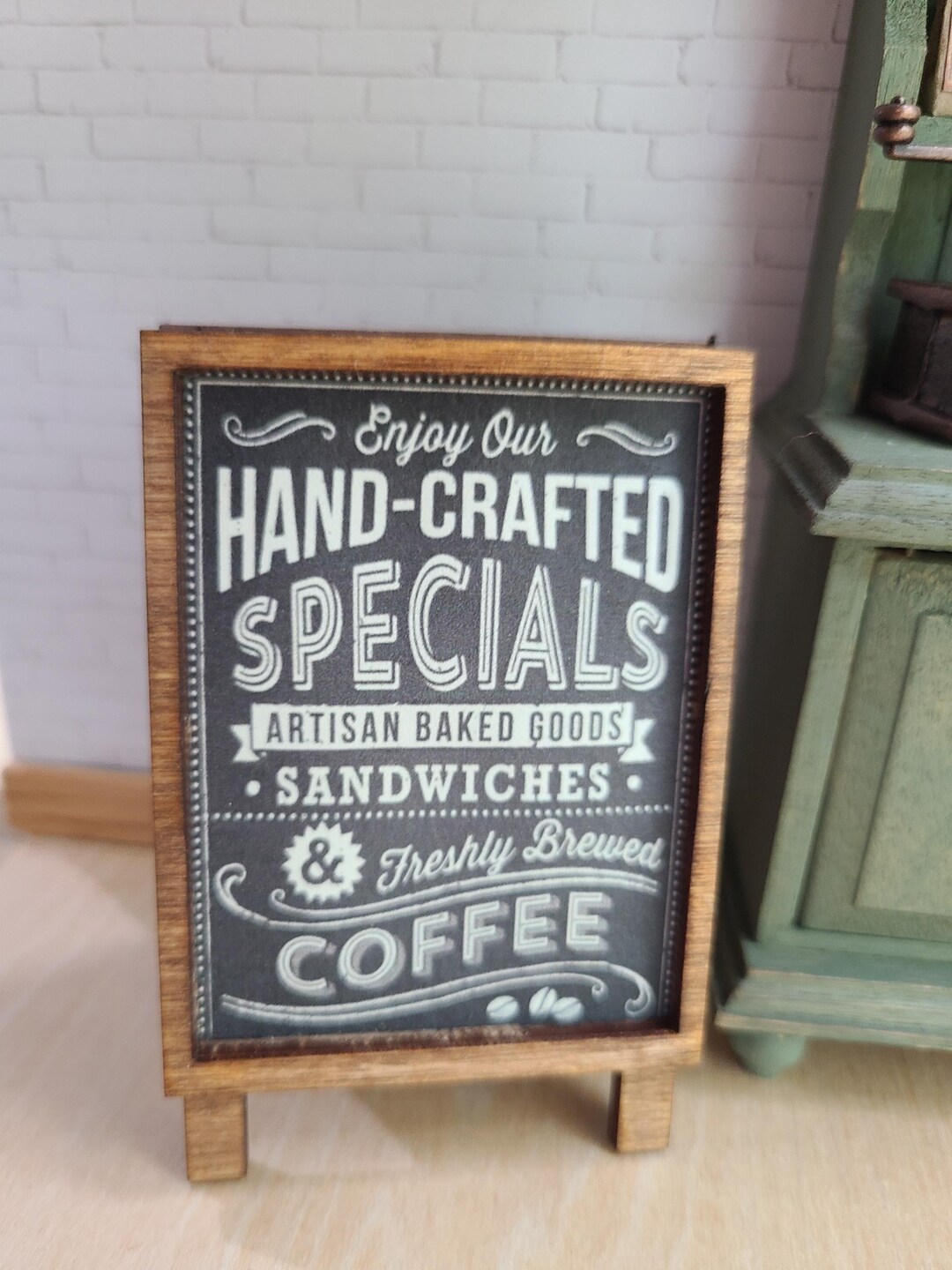 Cafe A-frame Sign Miniature Coffee Shop Sign Board for Bistro Dollhouse ...