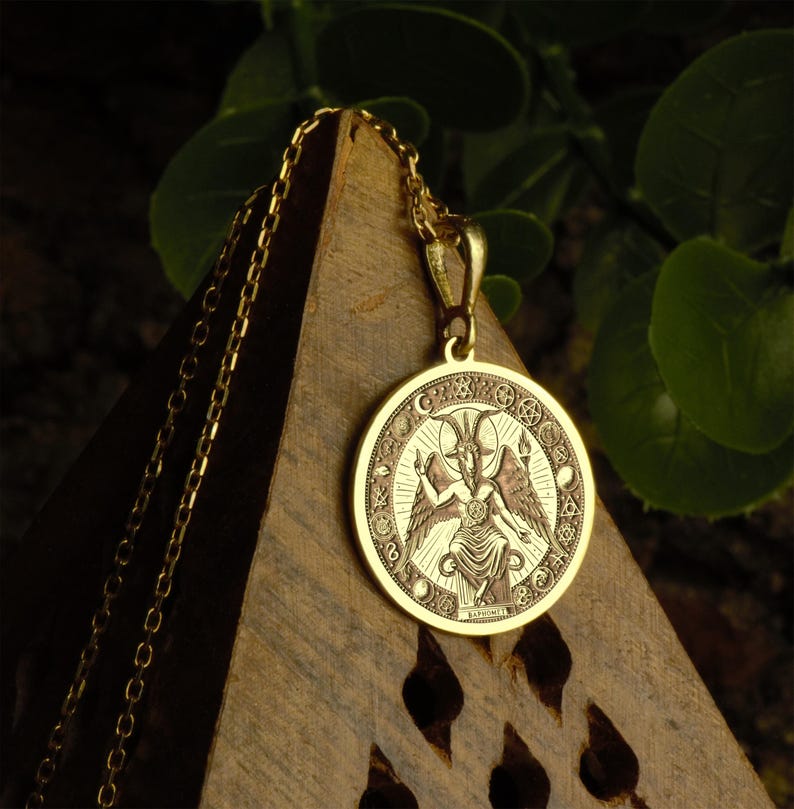 14K Gold Baphomet Pendant: Esoteric Jewelry, Satanic Charm - Etsy