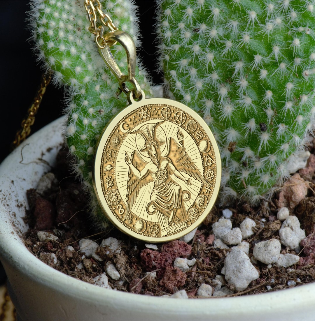 14K Gold Baphomet Pendant: Esoteric Jewelry, Satanic Charm - Etsy
