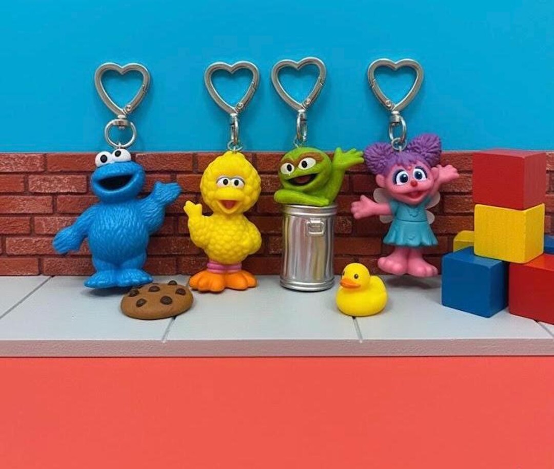 Custom Sesame Street Keychain Plus Silver Heart Clip - Etsy