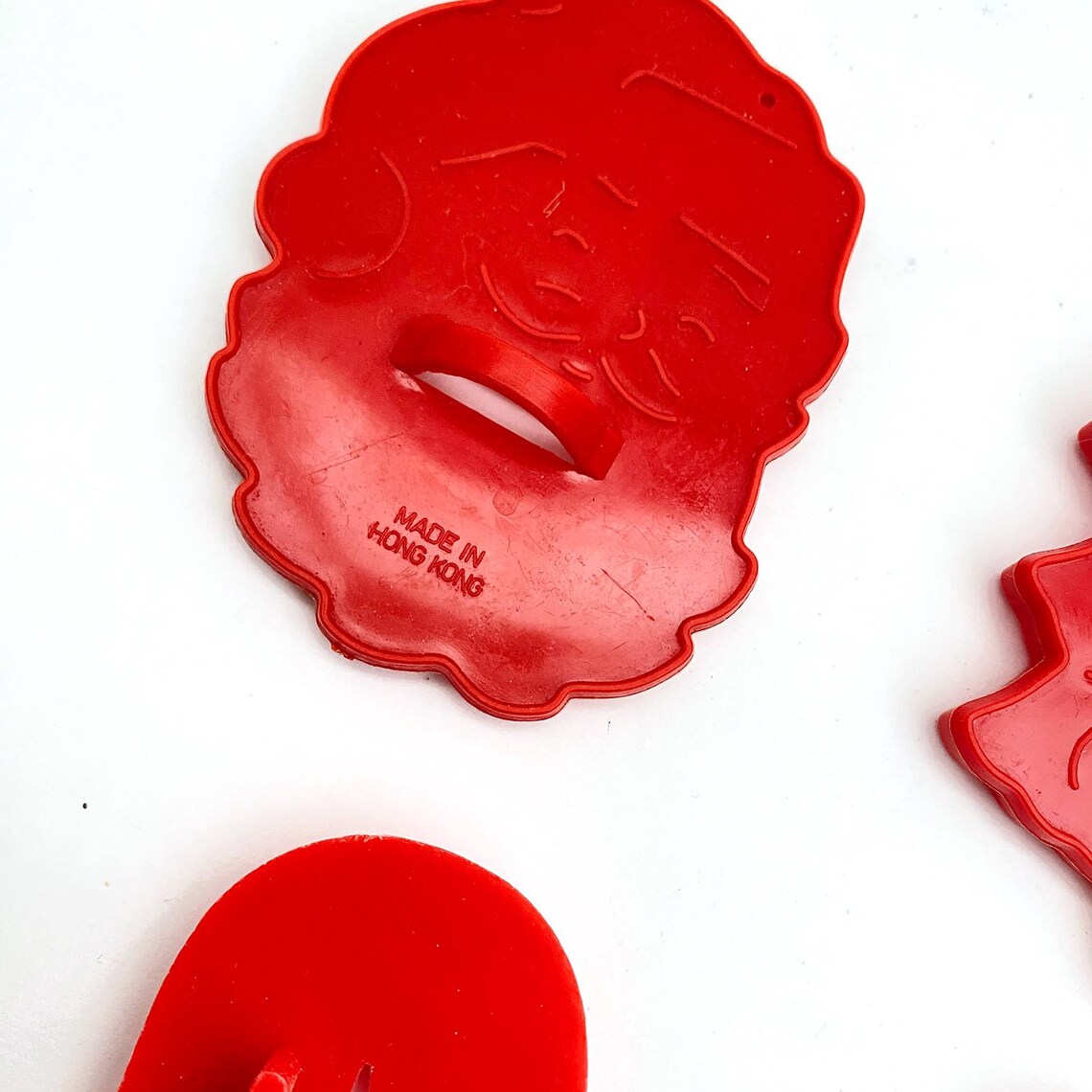Vintage Red Plastic Christmas Cookie Cutters Lot of 4 Santa Head, Santa ...