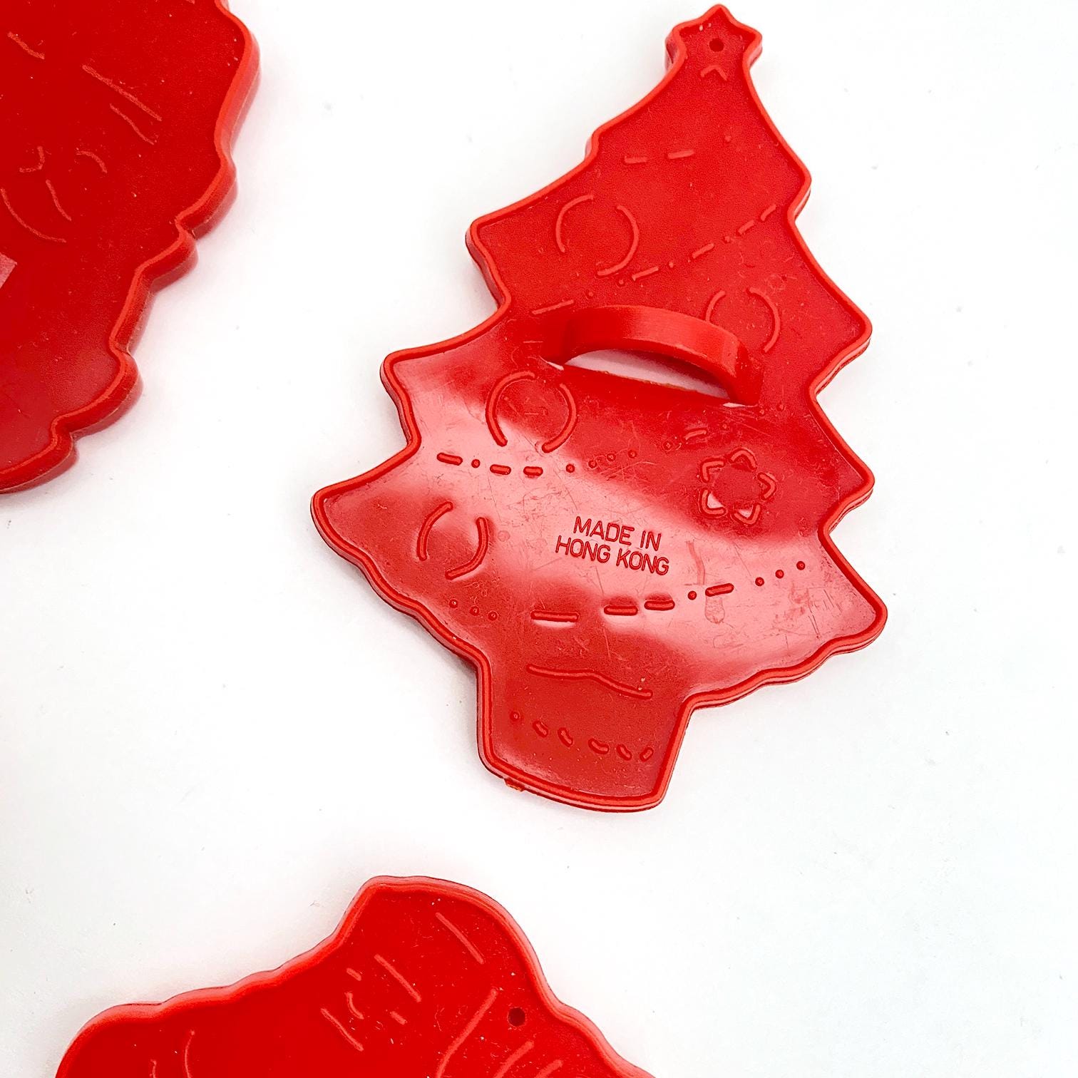 Vintage Red Plastic Christmas Cookie Cutters Lot of 4 Santa Head, Santa ...