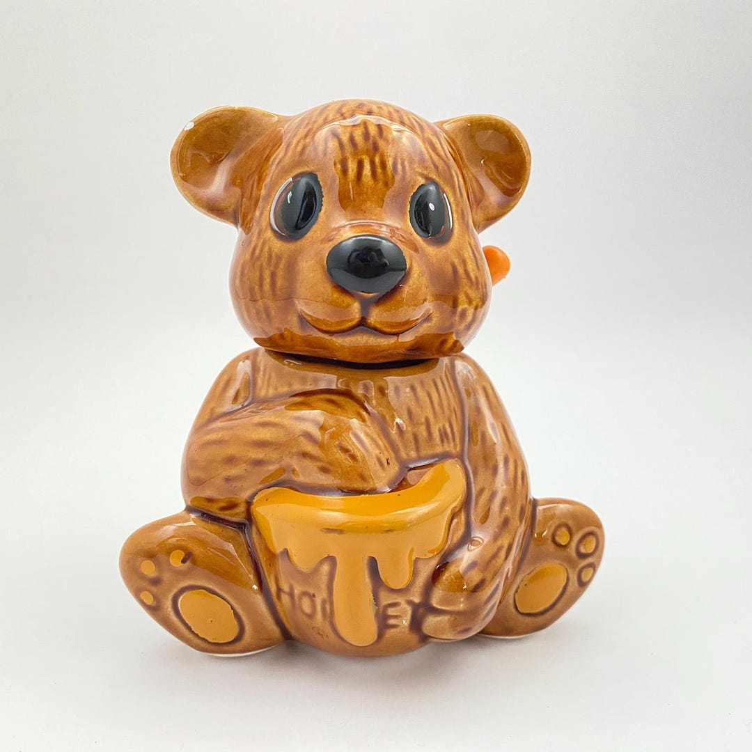 Vintage Brown Bear Honey Pot: Kitschy Ceramic Kitchen Container With ...