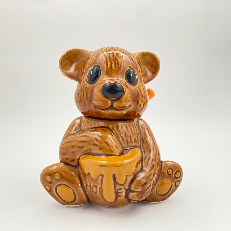Vintage Brown Bear Honey Pot: Kitschy Ceramic Kitchen Container With ...