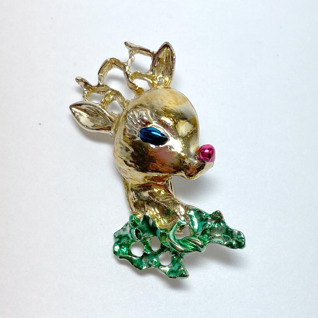 Vintage Rudolph Brooch Pin Winter Christmas Jewelry - Etsy
