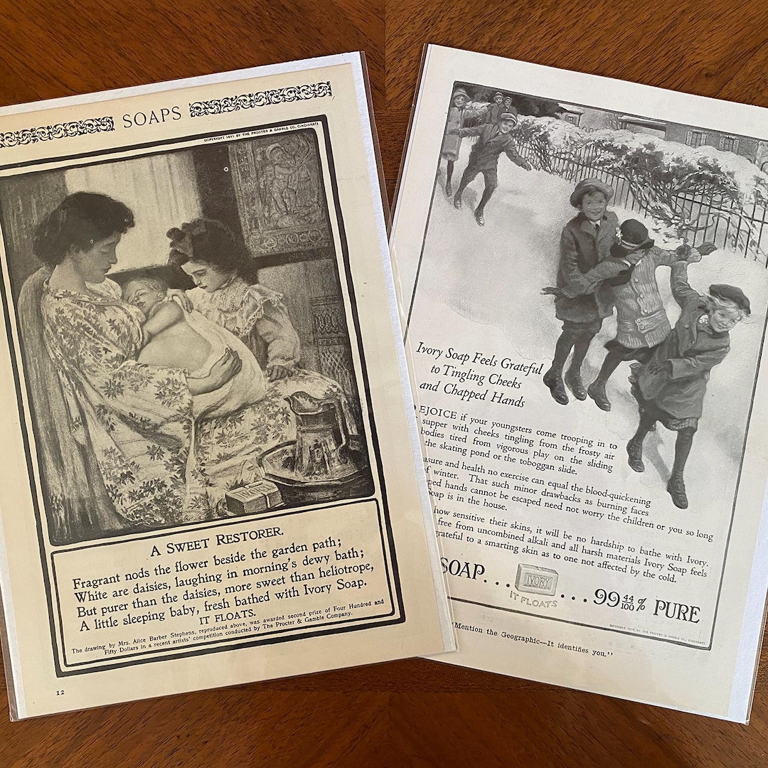 Antique Ivory Soap Ads: 1902 & 1916 National Geographic Prints - Wall ...