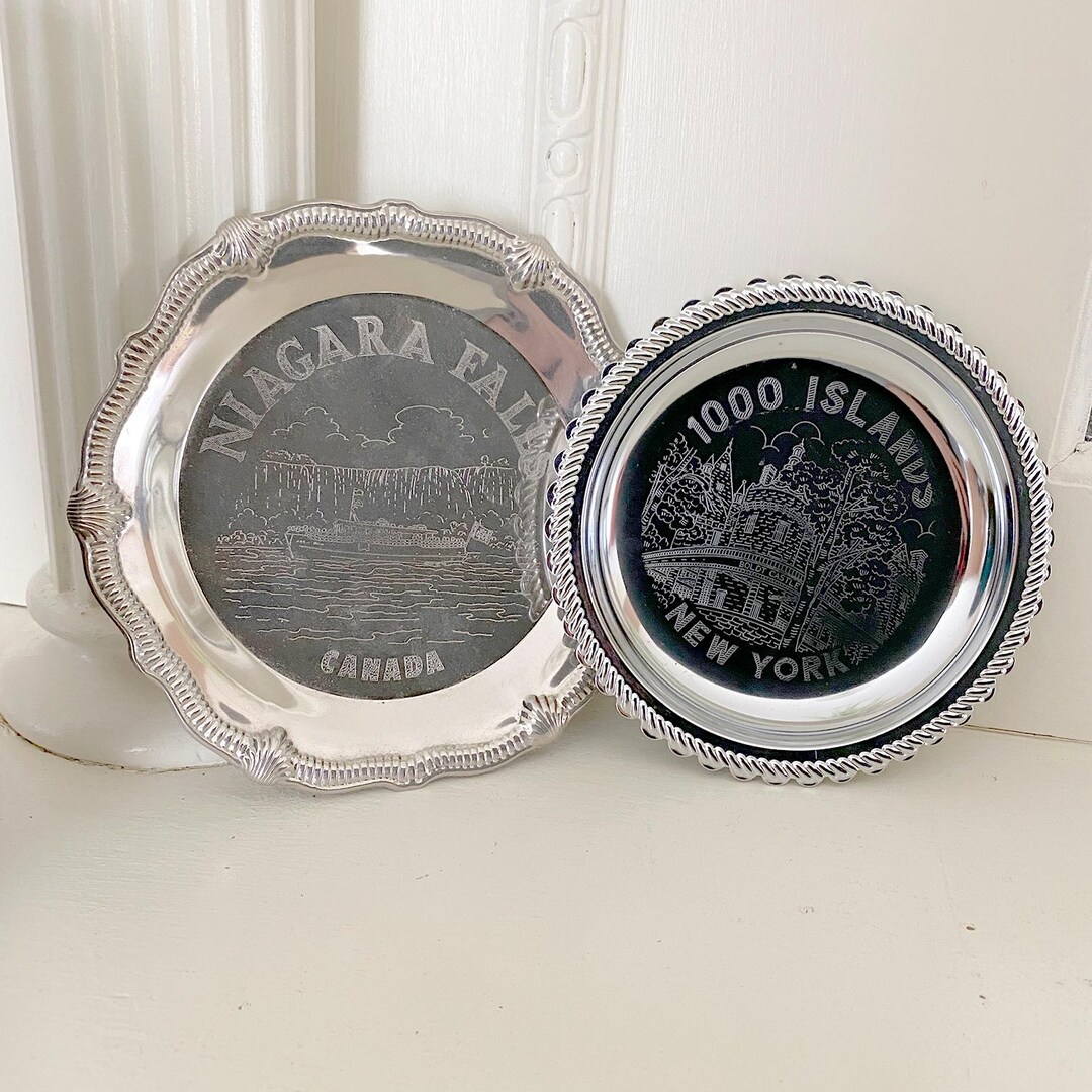 Vintage Mini Metal Souvenir Wall Plates - Niagara Falls Canada 1000 ...