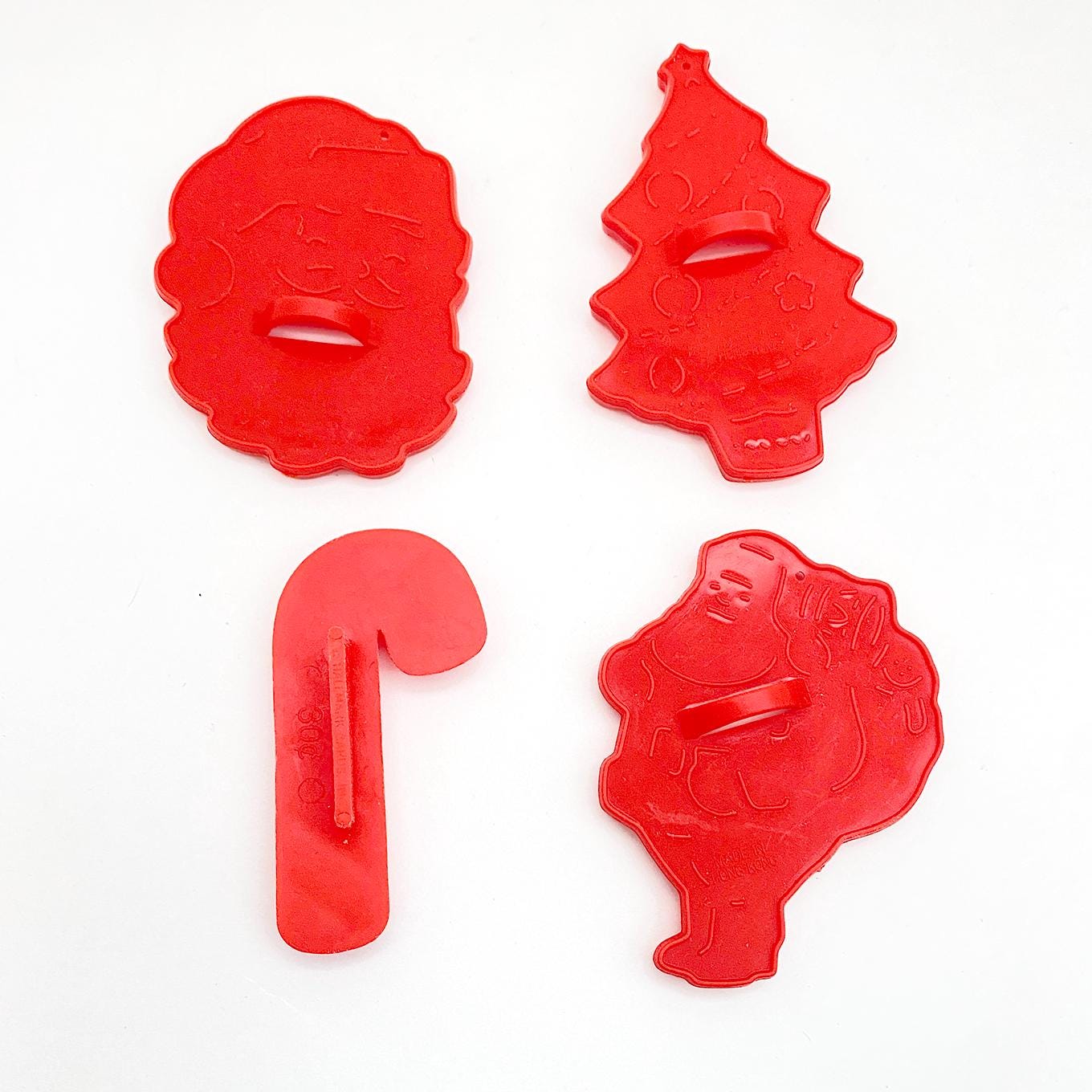 Vintage Red Plastic Christmas Cookie Cutters Lot of 4 Santa Head, Santa ...