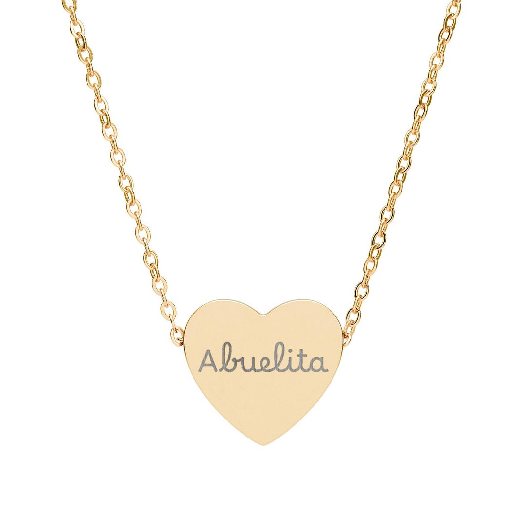 Abuelita Script Heart Necklace, Engraved Name Pendant, Latina ...