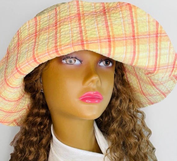 Vintage 70s Floppy Bucket Hat: Reversible Yellow Plai… - Gem