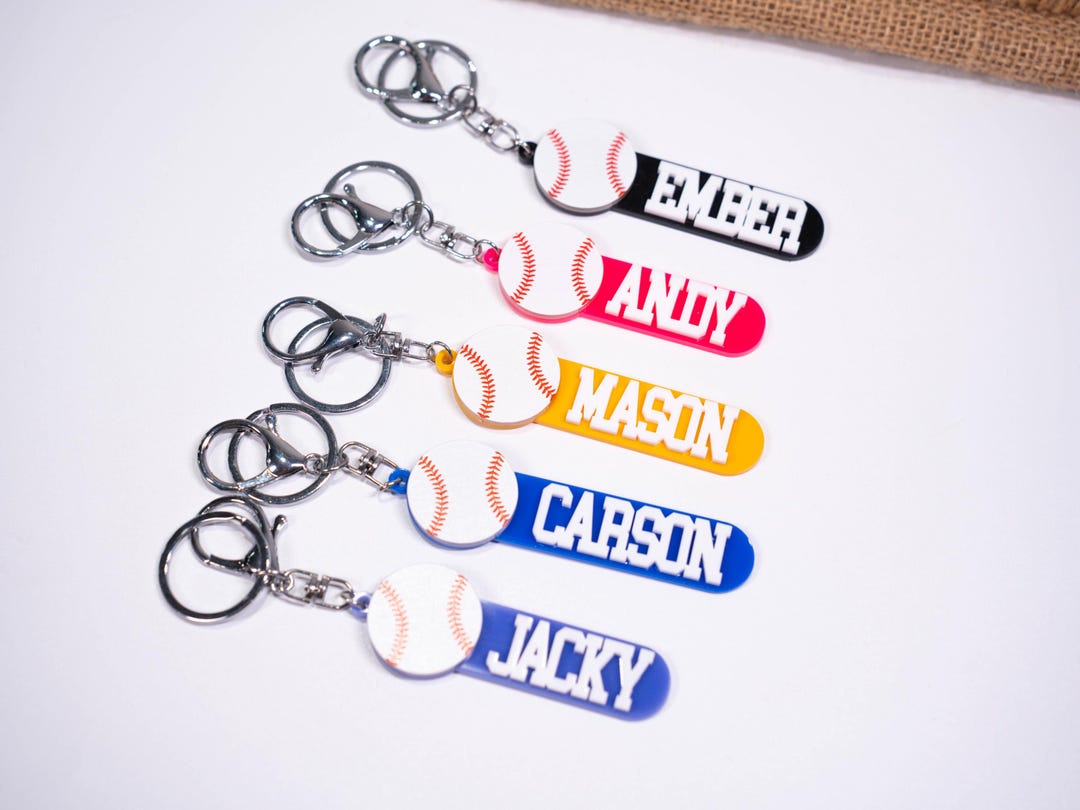 Personalized Acrylic Name Keychains, Custom Baseball Backpack Tags ...