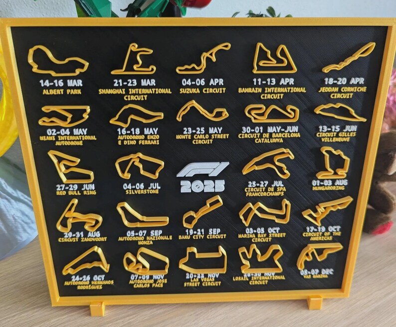 F1 Calendar 2025 | F1 2025 | Formula 1 | Wall Art | Motorsport Decor ...