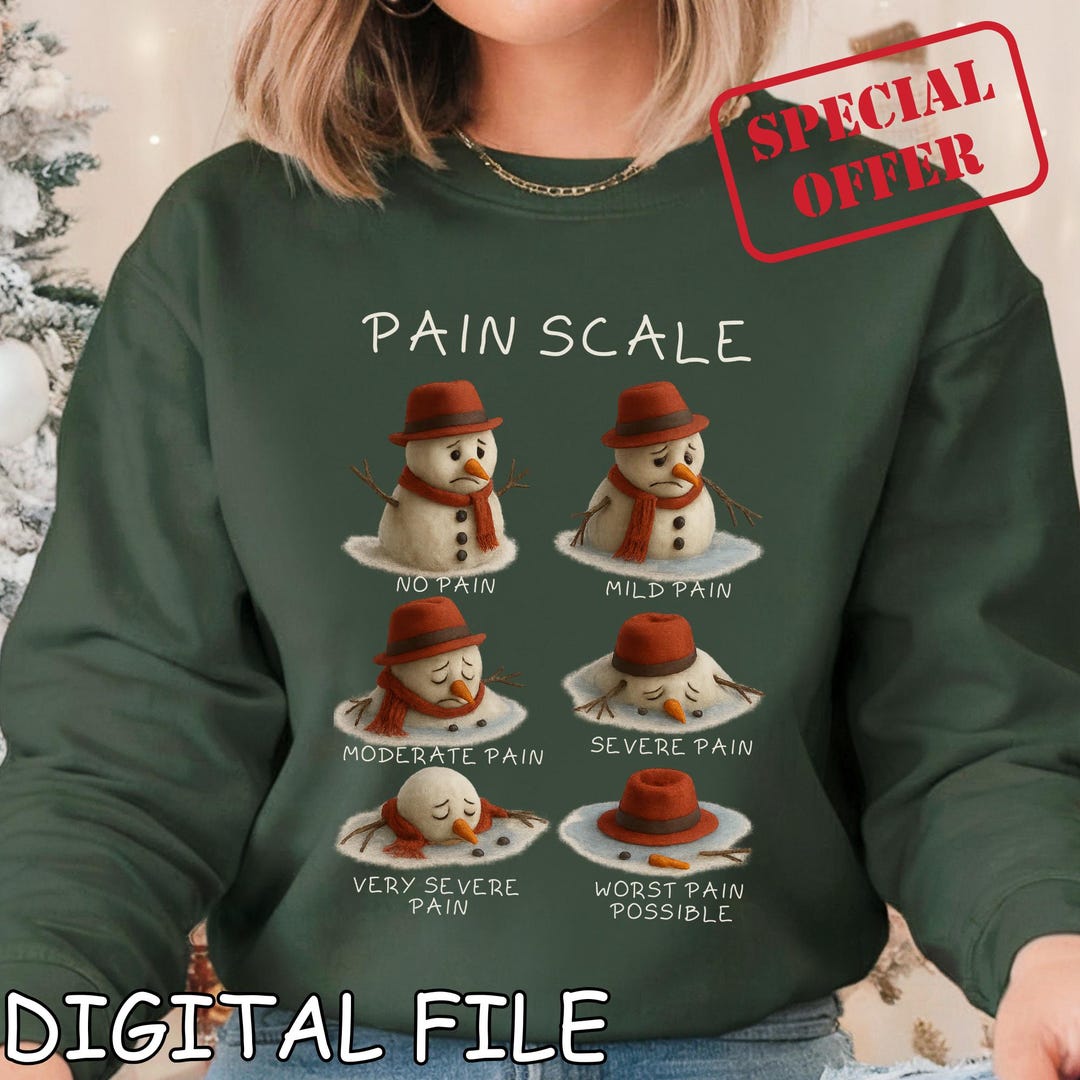 Funny Pain Scale Snowman Digital Design: Christmas Nurse Gift PNG ...