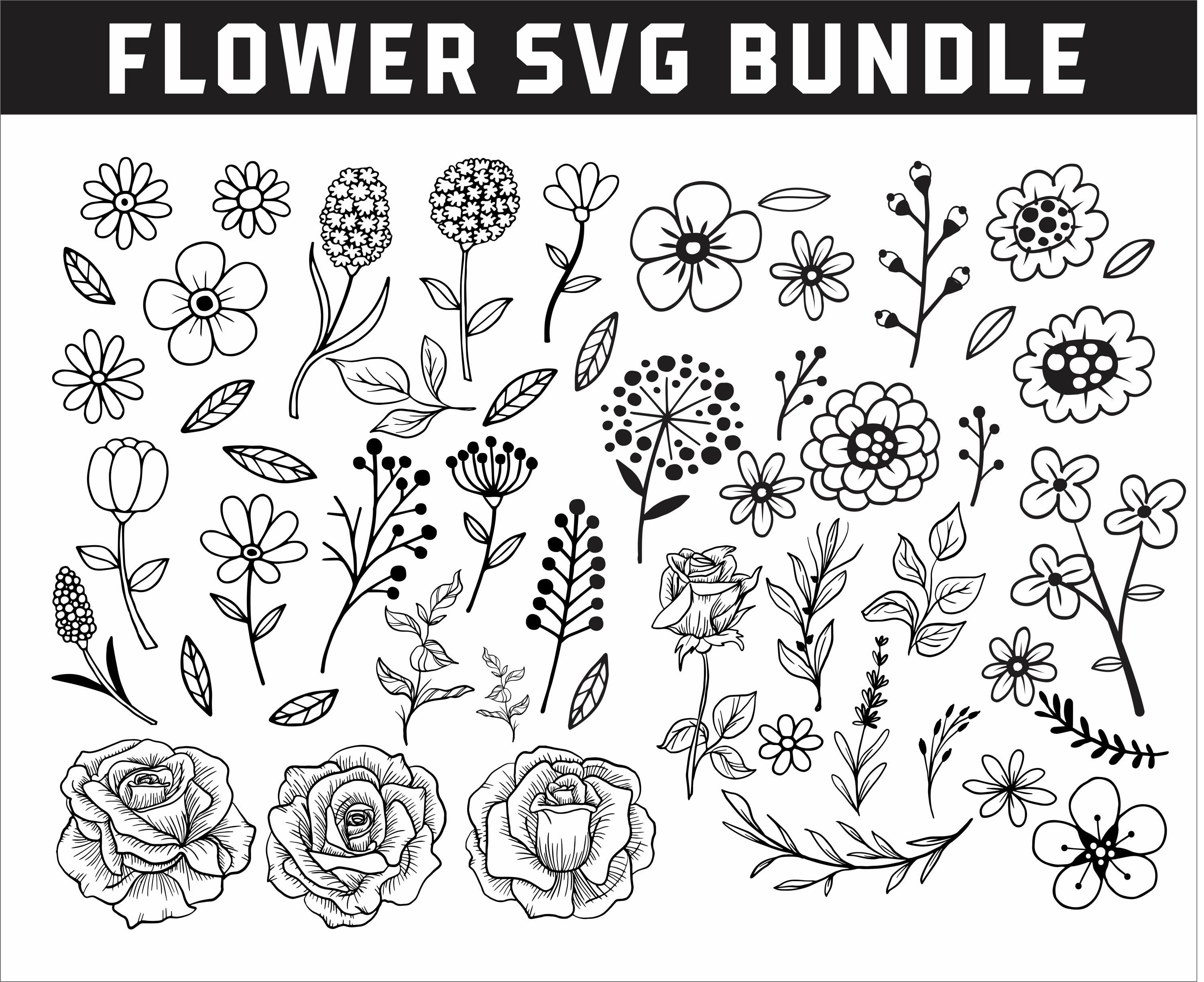 Floral Svg Bundle, Flower Svg Bundle, Flowers Bundle SVG, Wildflower ...