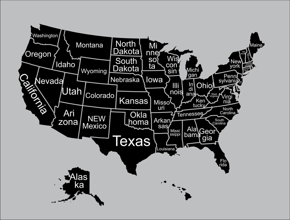 50 States Map SVG Bundle - SVG Files State Svg Bundle Vector Images ...