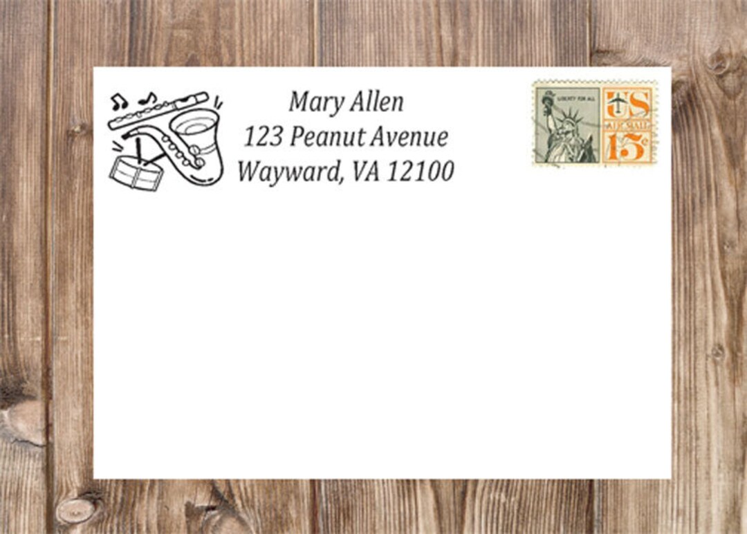 Personalized Music Instrument Address Stamp: Self-inking Rubber Stamp ...