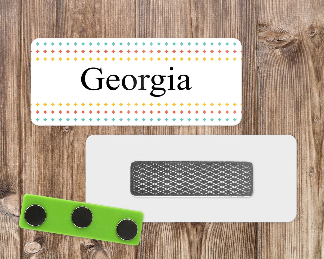 Custom Colorful Diamonds Name Tag, Name Badge, Magnetic or Pin Back - Etsy