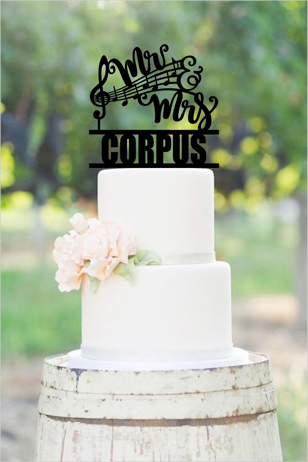 Music Note Cake Topper, Personalized Mr and Mrs Last Name Acrylic Laser ...