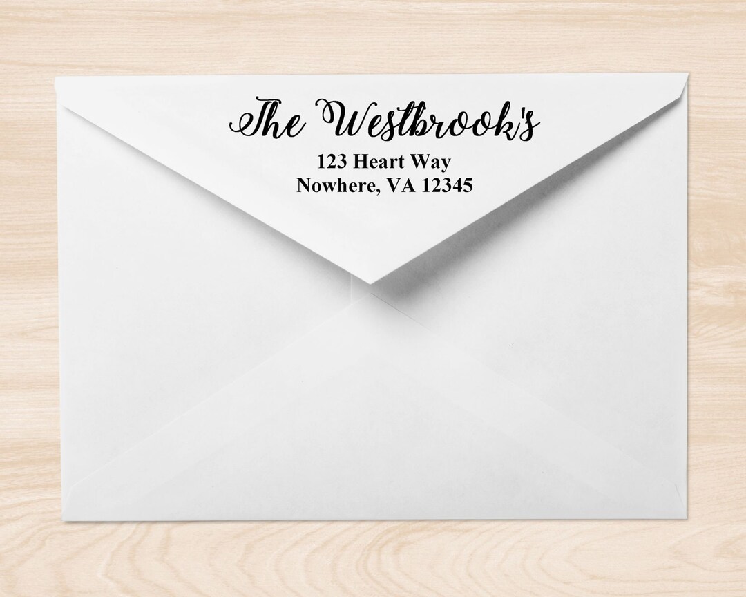 Script Return Address Stamp, Personalized Rubber Self-inking Stamp With ...