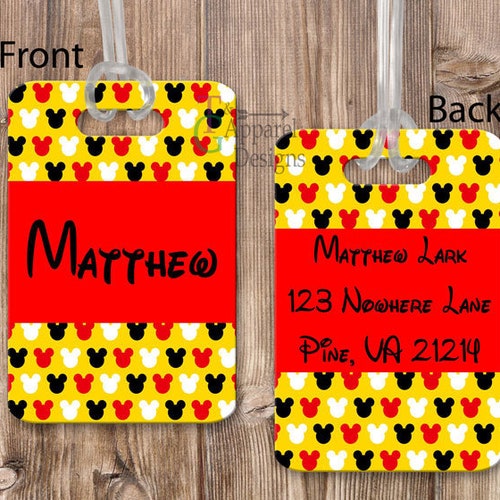 Mickey Mouse Personalized Luggage Tag Bag Tag Personalized - Etsy