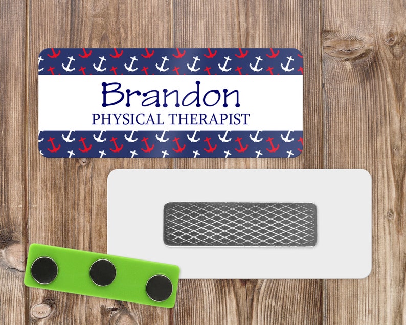 Anchor Name Badge, Custom Nautical Name Tag, Magnetic or Pin Back - Etsy