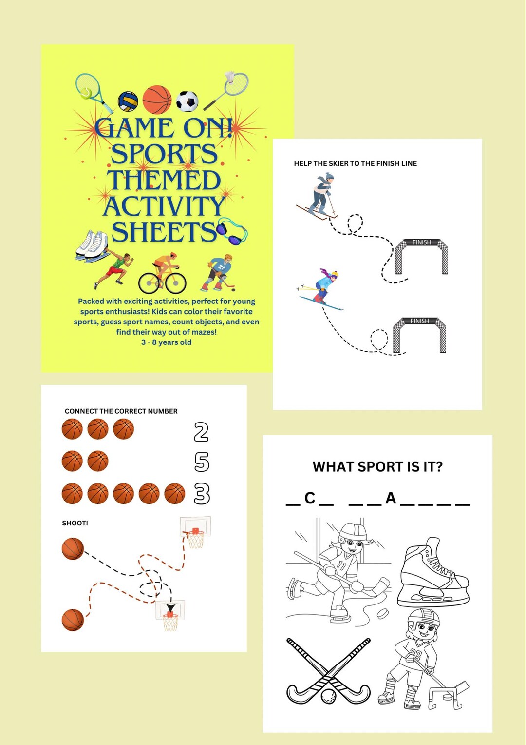 Sports Themed Activity Sheets for Children, 40 Pages of Fun and ...