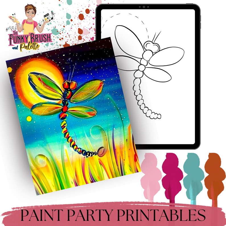 Dragon Fly Paint Party Printable - DIY Painting Template and Tracer for ...