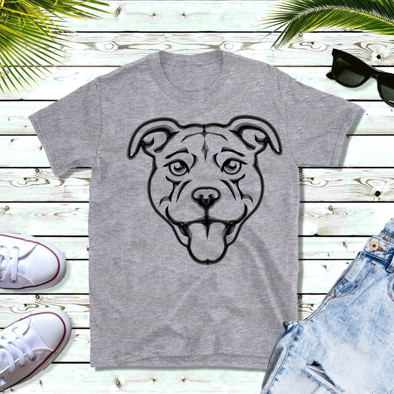 Happy Pitbull Embroidery Design. Digital Download of an Outlined ...