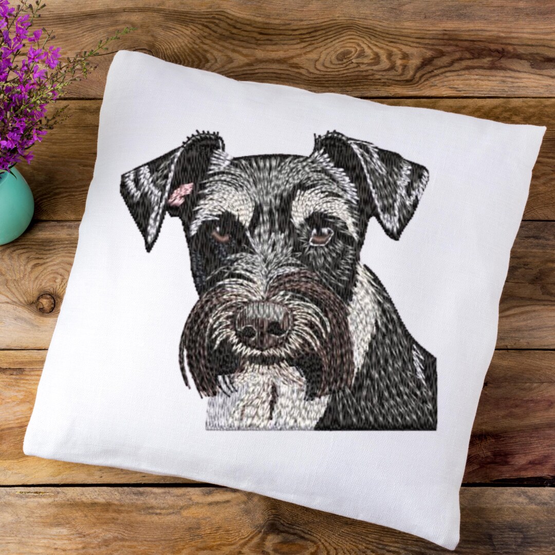 Miniature Schnauzer Machine Embroidery Design, Realistic Dog Stitch ...
