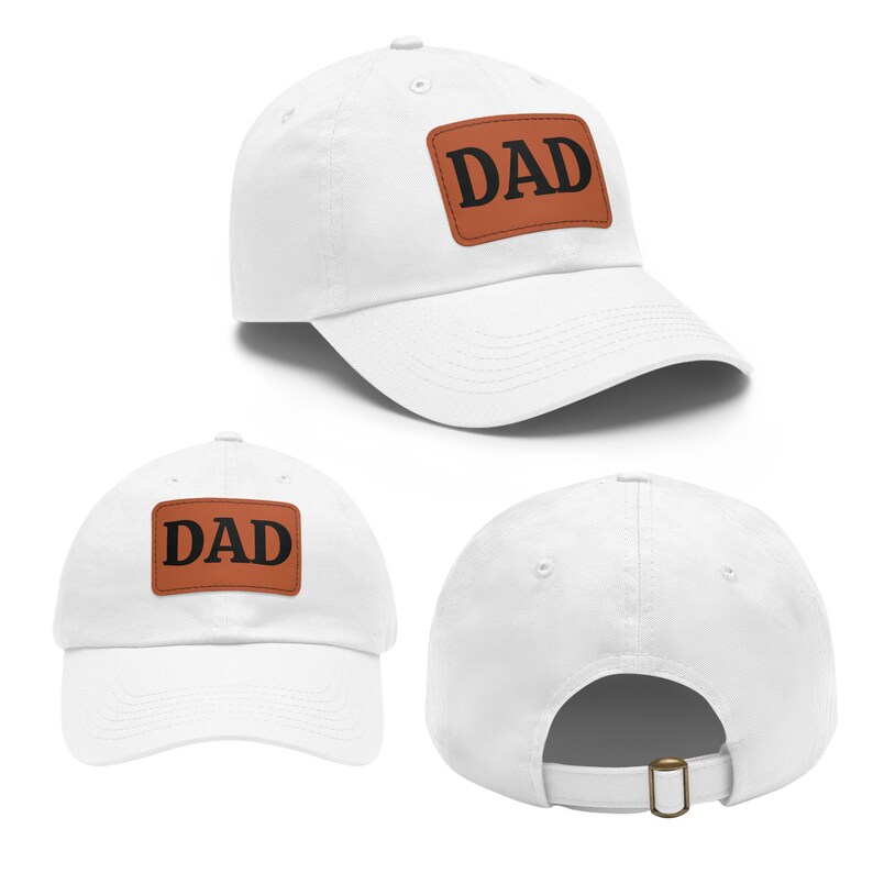 Baseball Cap With DAD Printed on It. Faux Leather Rectangular Patch ...