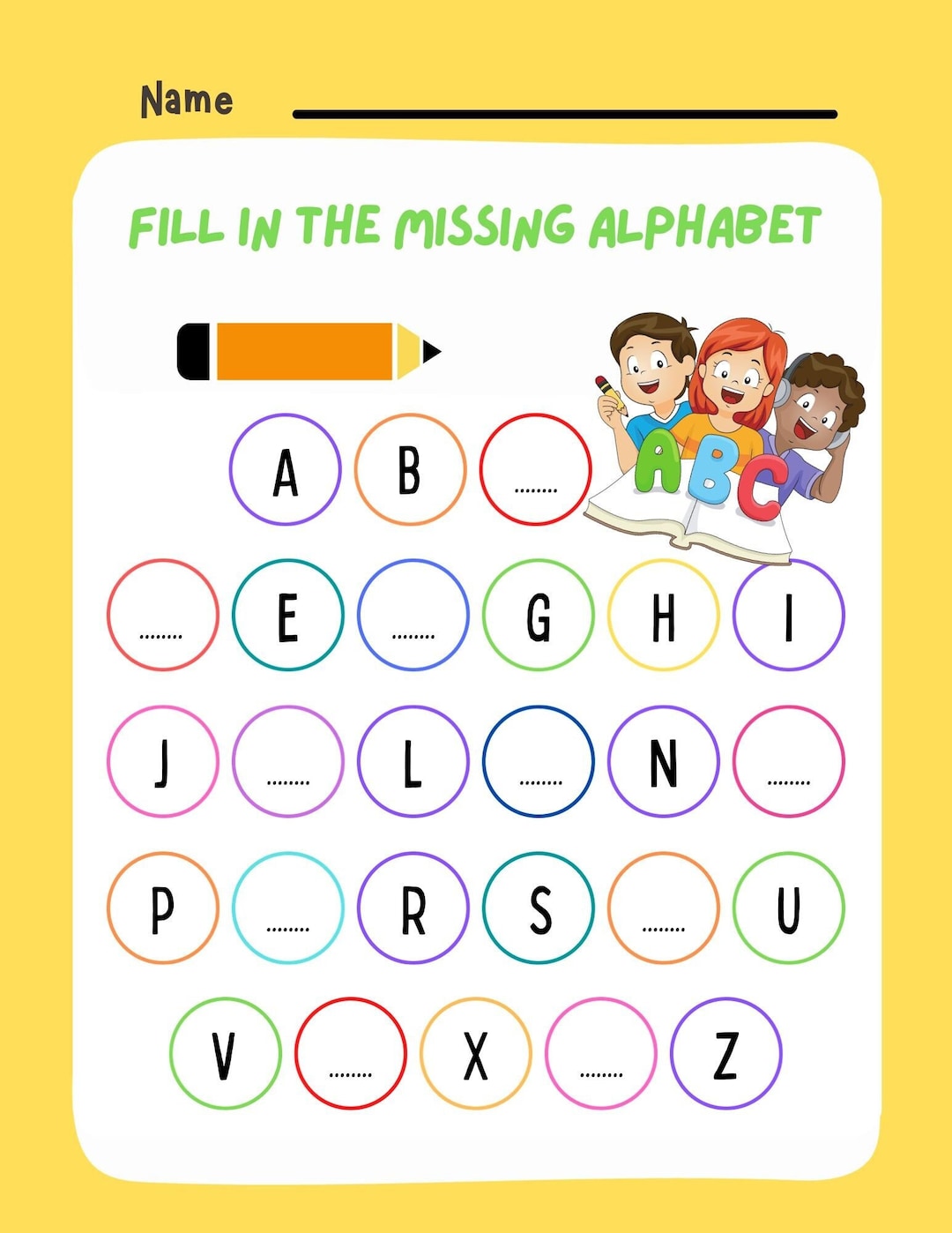 Find the Missing Alphabet, 1 Page Worksheet to Help Learn and Reinforce the Alphabets. Worksheet ...