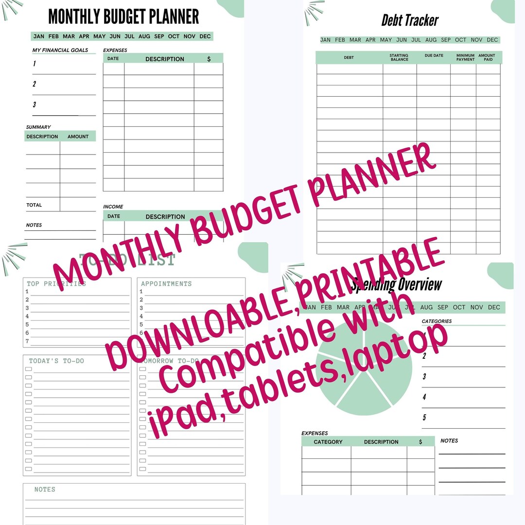 Monthly Budget Planner Digital & Printable | Goodnotes Compatible ...
